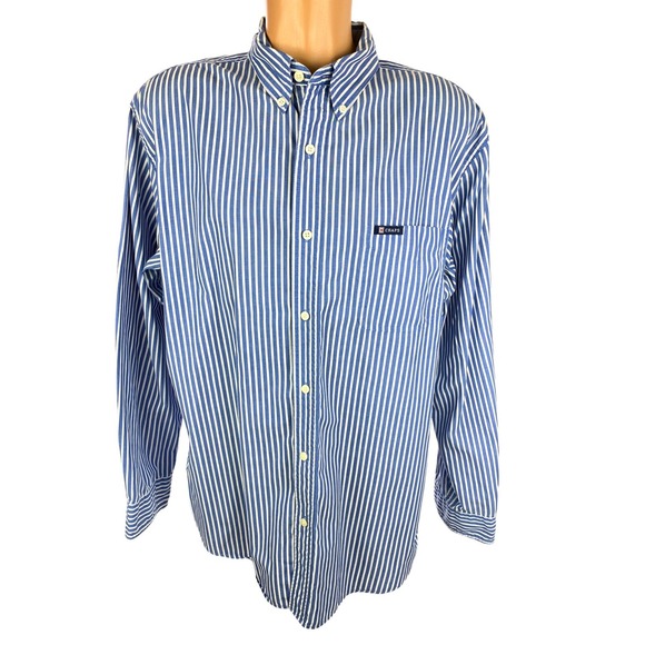 Chaps | Shirts | Chaps Xl Blue White Men Striped Shirt Button Front ...